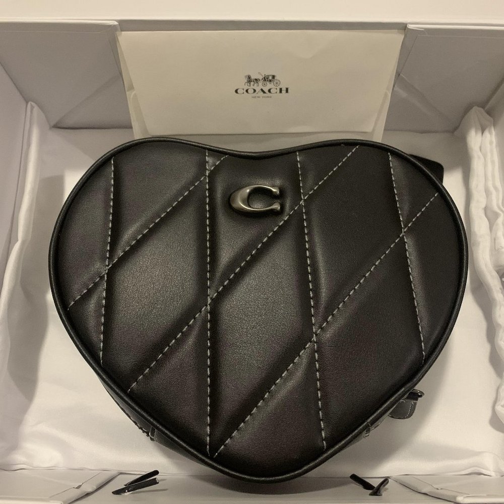 Coach Heart Crossbody Bag With Quilting Black - Gem